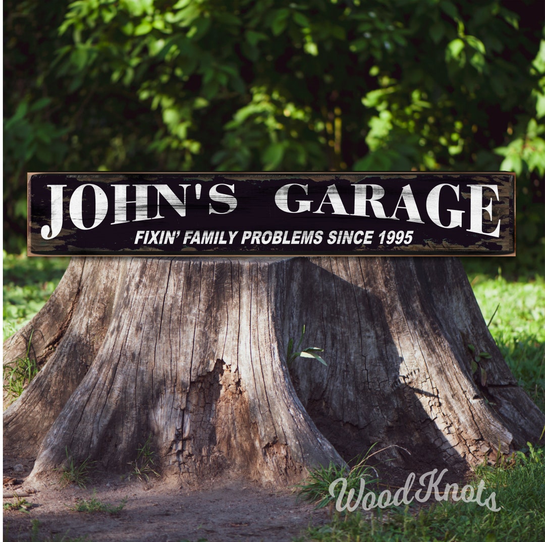 Custom Garage Sign, Handmade Personalized Painted Rustic Wooden Wall ...