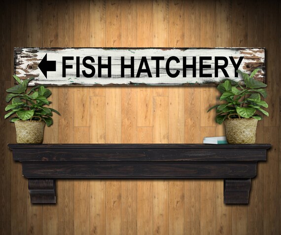 Fish Hatchery Rustic Wooden Sign Fishing Lake Pond River | Etsy