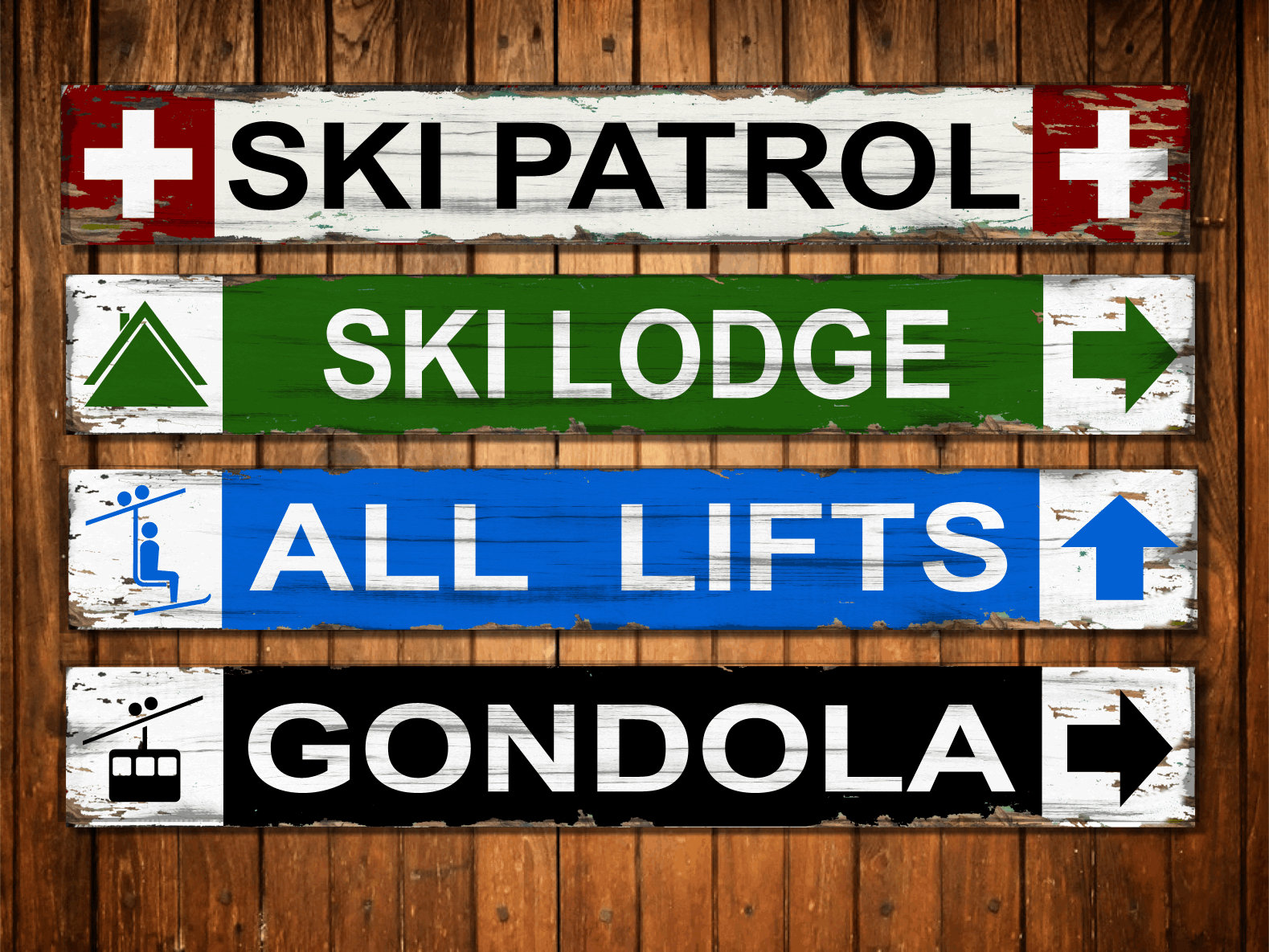 Custom 4 Piece Ski Trail Signs Resort Lodge Cabin Decor - Etsy