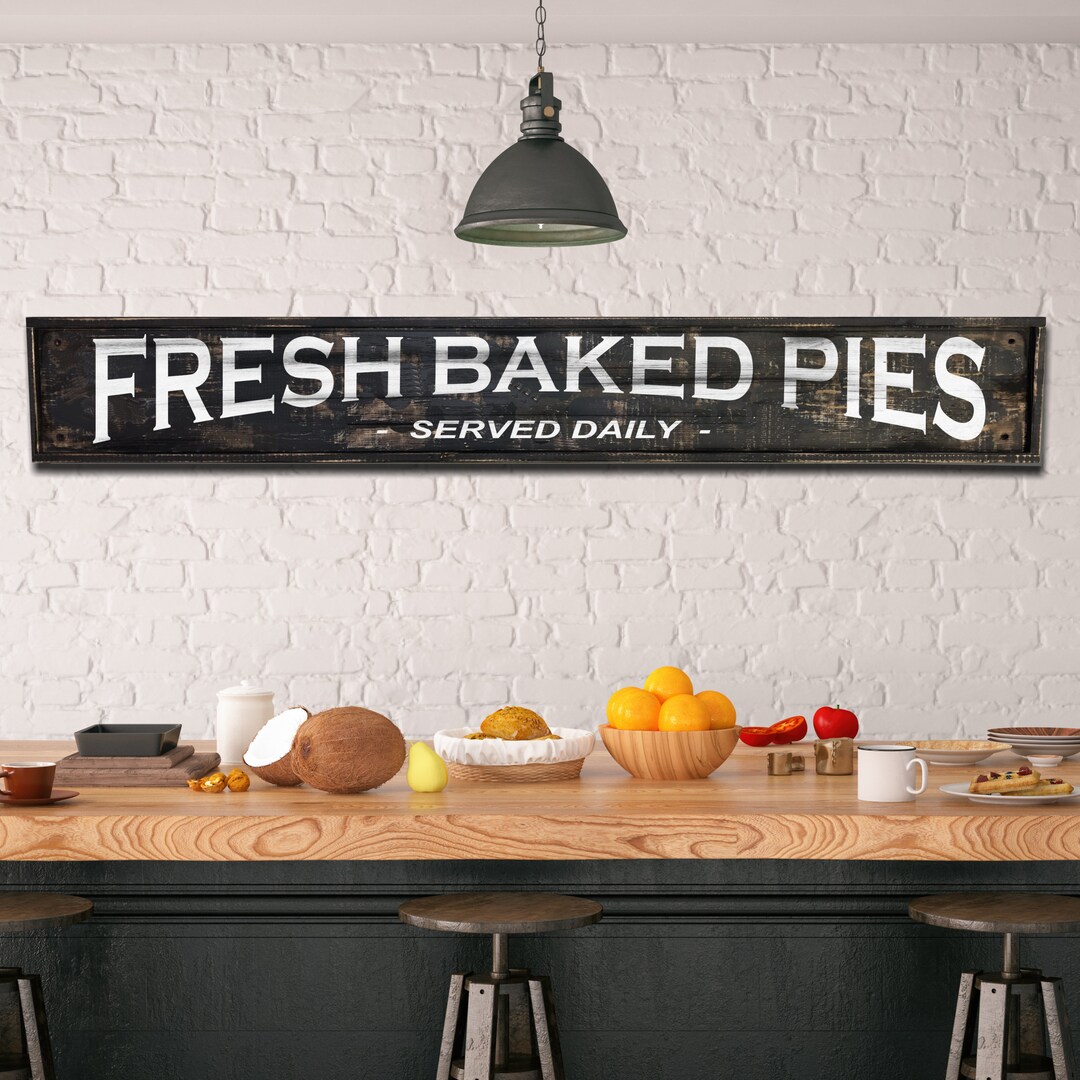 Fresh Baked Pies Sign,served Daily, Framed Wooden Distressed Decor ...