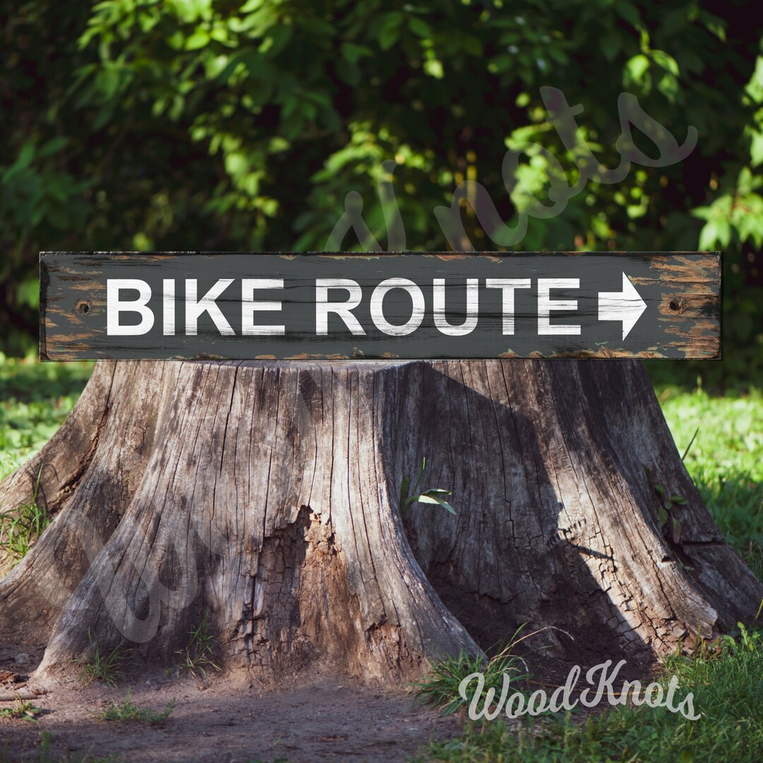Bike Route Sign Rustic, Mountain Bike Riding Trail, Gift for Him, Gift ...