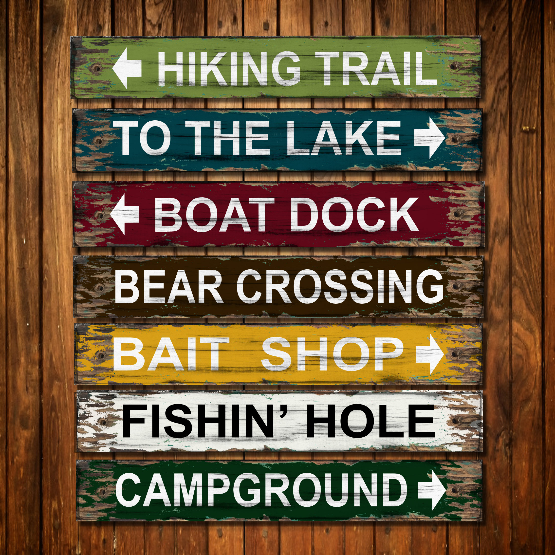 Rustic Wooden Direction Arrow Signs, Custom Handmade Hanging Wall Decor ...
