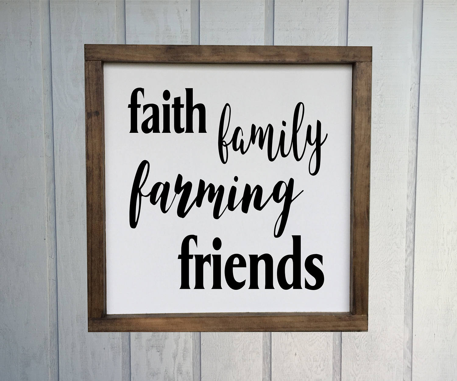 Faith Family Farming Friends Sign Farmhouse Style Wood Sign | Etsy