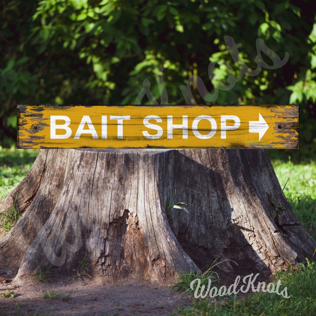 Bait Shop Sign Rustic, Fishing Marina Store, Lake Camping Worms Hooks ...