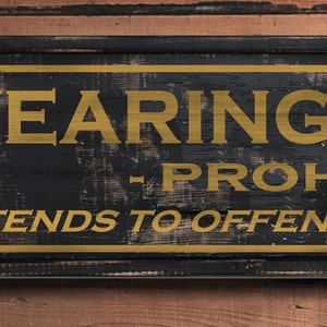 Swearing and Fighting Prohibited Sign Large Wooden Rustic Framed Bar ...