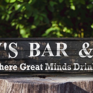 Personalized Custom Text Sign, Bar and Grill, Rustic Framed Wood ...