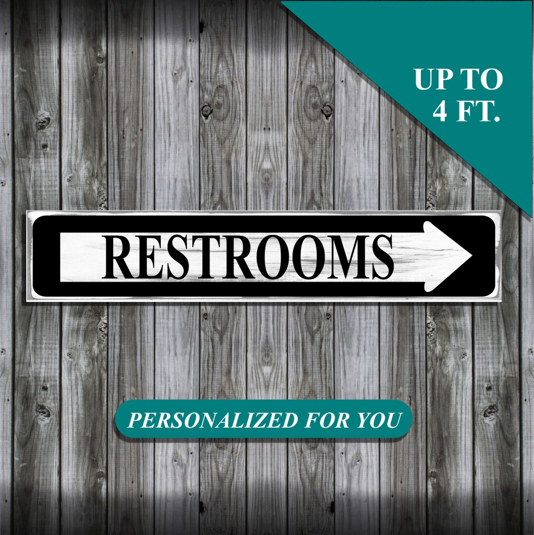 Restrooms Sign With Pointing Arrow Right or Left Rustic and - Etsy