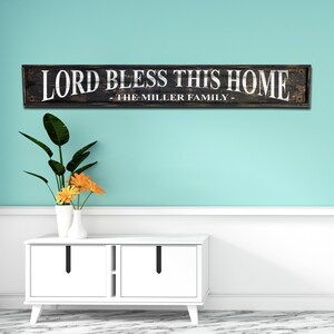 Custom Lord Bless This Home Personalized Family Last Name Rustic Wooden ...