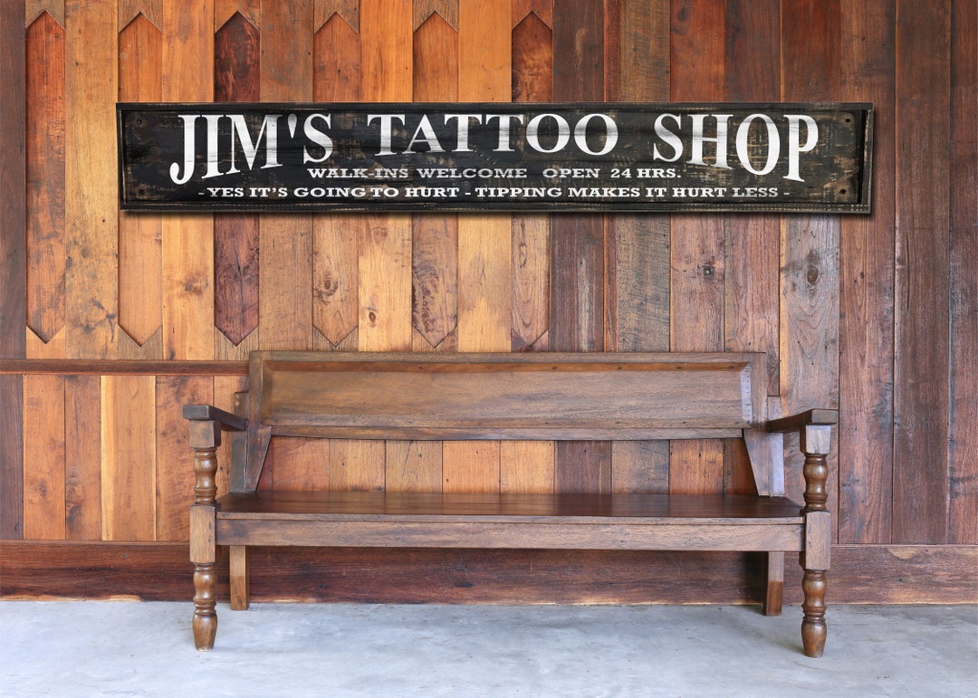Personalized Tattoo Shop Home Decor Business Rustic Wooden Framed Sign ...