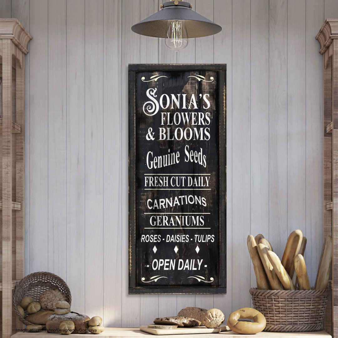 Personalized Flower Garden Lovers Sign Rustic Framed Distressed Sign ...