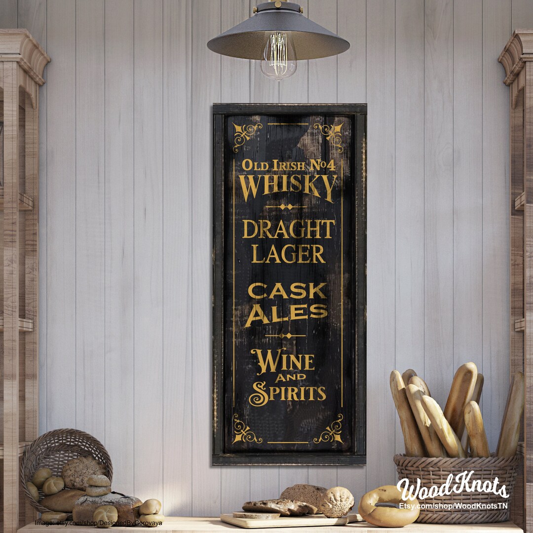 Custom Old Irish Whisky Sign Rustic Framed Distressed Sign for Your ...