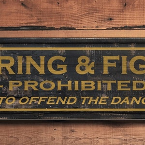 Swearing and Fighting Prohibited Sign Large Wooden Rustic Framed Bar ...