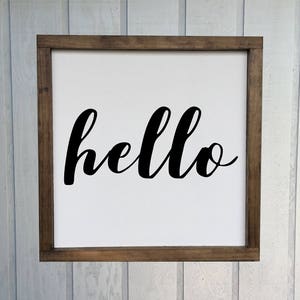 Hello Sign, Farmhouse Style, Wood Sign, Family Gift, Home Decor Sign ...