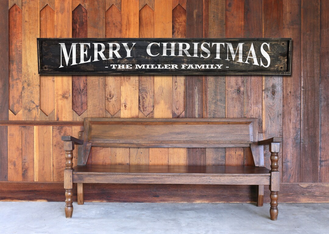 Merry Christmas Sign Custom Personalized Family Last Name Rustic Wooden ...