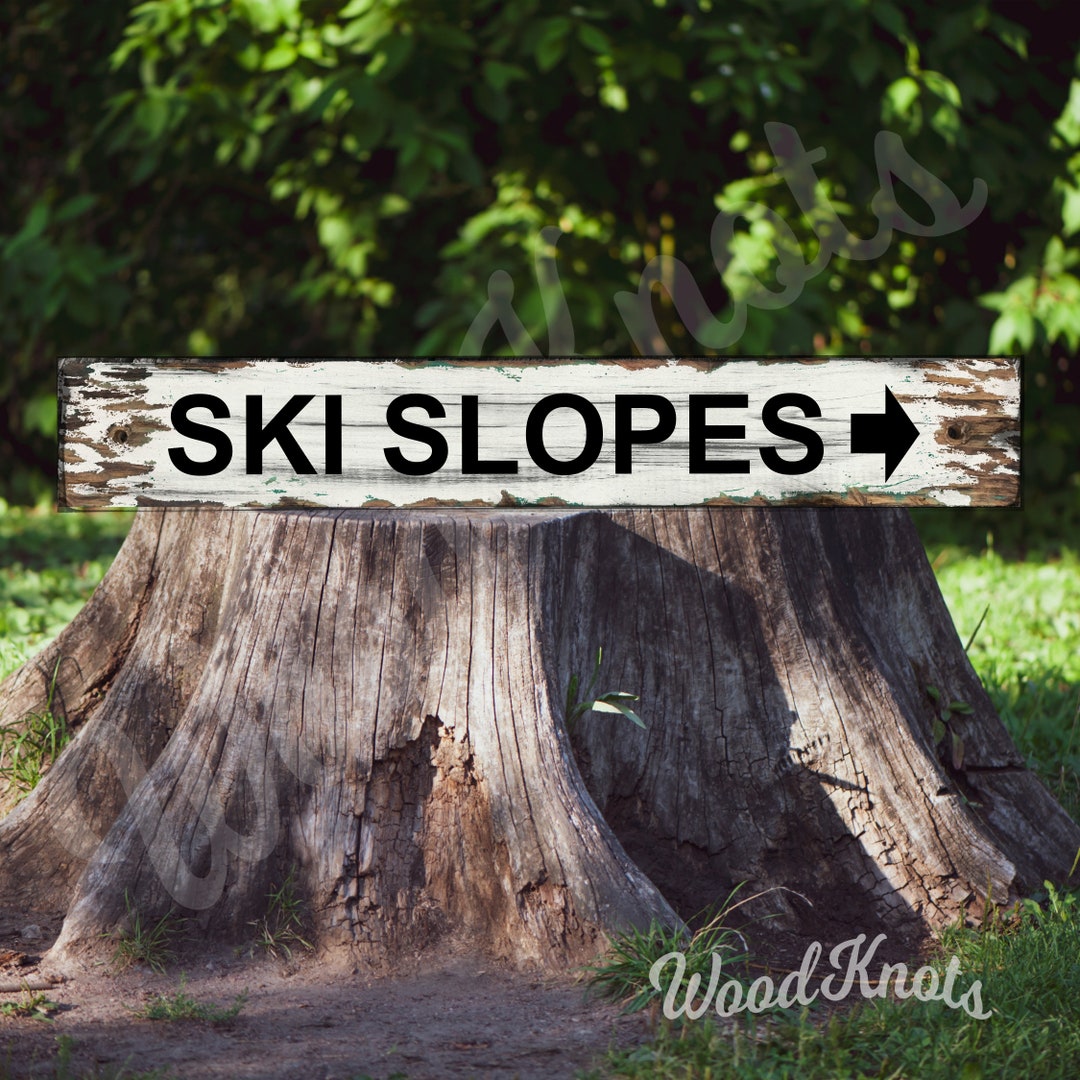 Rustic Ski Slopes Sign, Distressed Wood Decor - Etsy