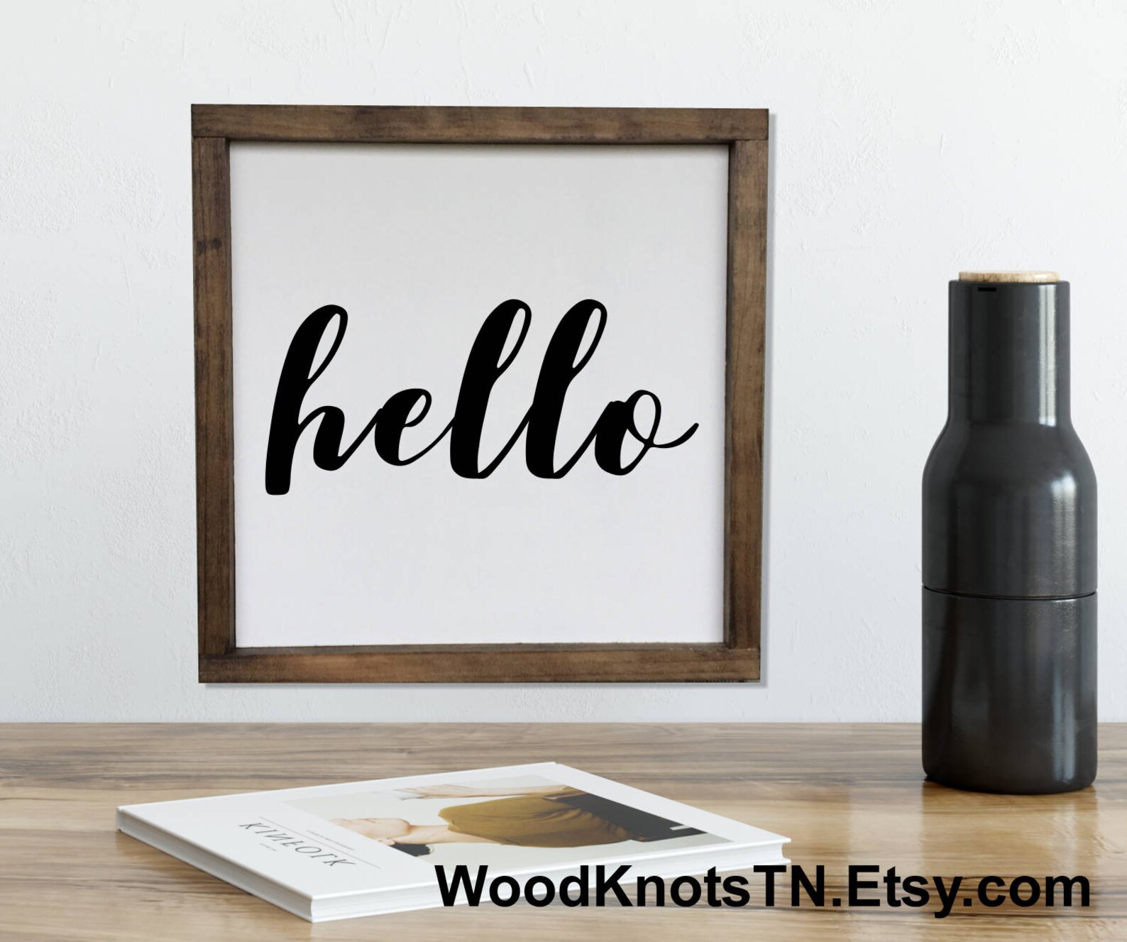 Hello Sign Farmhouse Style Wood Sign Family Gift Home | Etsy