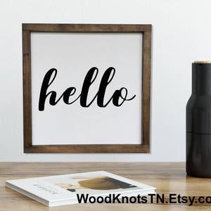 Hello Sign, Farmhouse Style, Wood Sign, Family Gift, Home Decor Sign ...