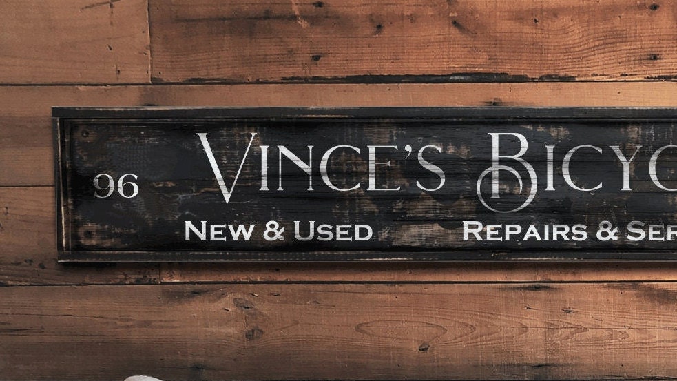 Bicycle Shop Sign Rustic Distressed and Framed Can Be - Etsy