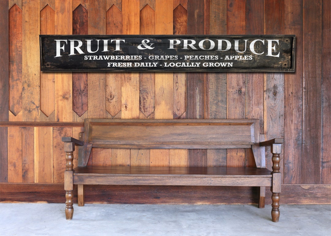 Fruit and Produce Wood Sign, Fresh Daily Locally Grown Sign, Home or ...