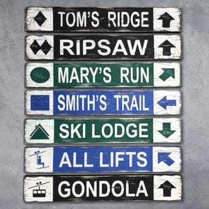 Ski Trail Signs Custom Handmade, Rustic Wooden Hanging Wall Decor Sign ...