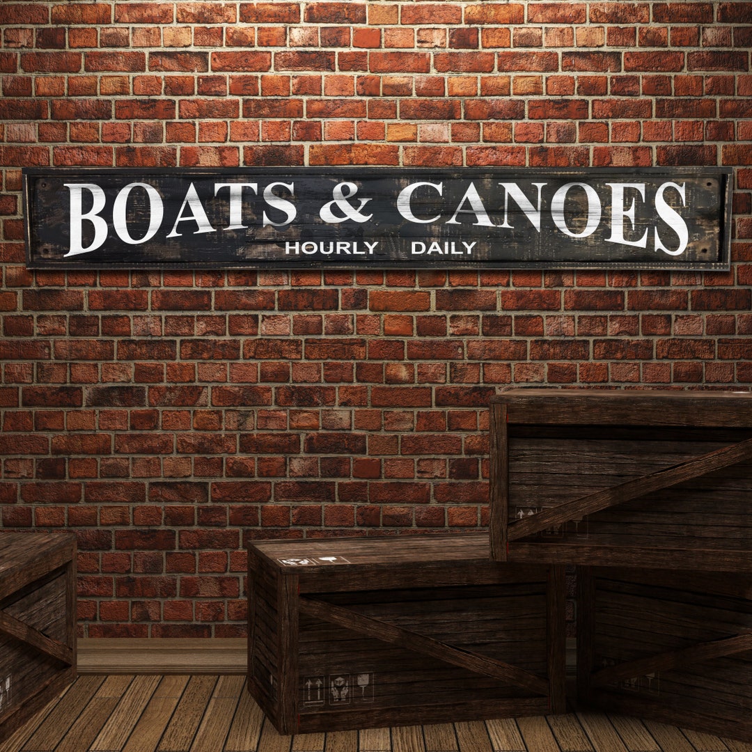 Boats & Canoes Sign, Hourly Daily Rental, Handmade Distressed Wood ...