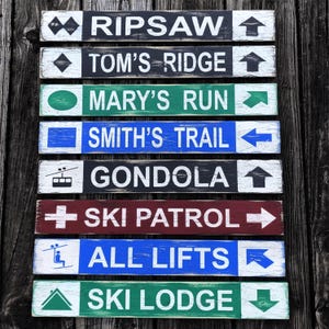 Ski Trail Signs Custom Handmade, Rustic Wooden Hanging Wall Decor Signs ...