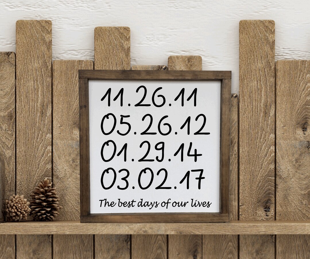 Personalized Special Dates Sign, Farmhouse Style Framed Wall Decoration ...