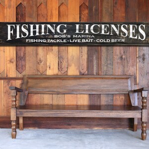 Personalized Fishing Licenses Sign, Rustic Framed Wood, Man Cave Decor ...