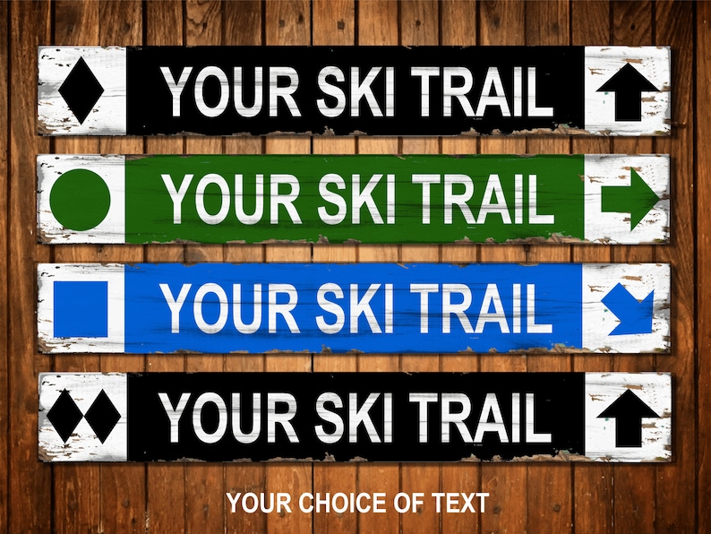 Personalized Custom 4 Piece Ski Trail Signs Resort Lodge and - Etsy