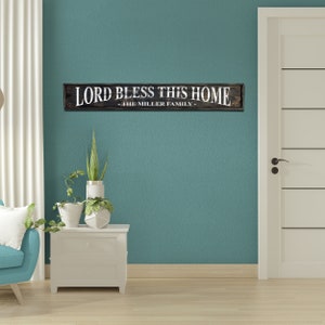 Custom Lord Bless This Home Personalized Family Last Name Rustic Wooden ...