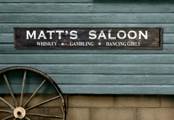 Personalized Saloon Name Sign Framed Wooden Distressed | Etsy