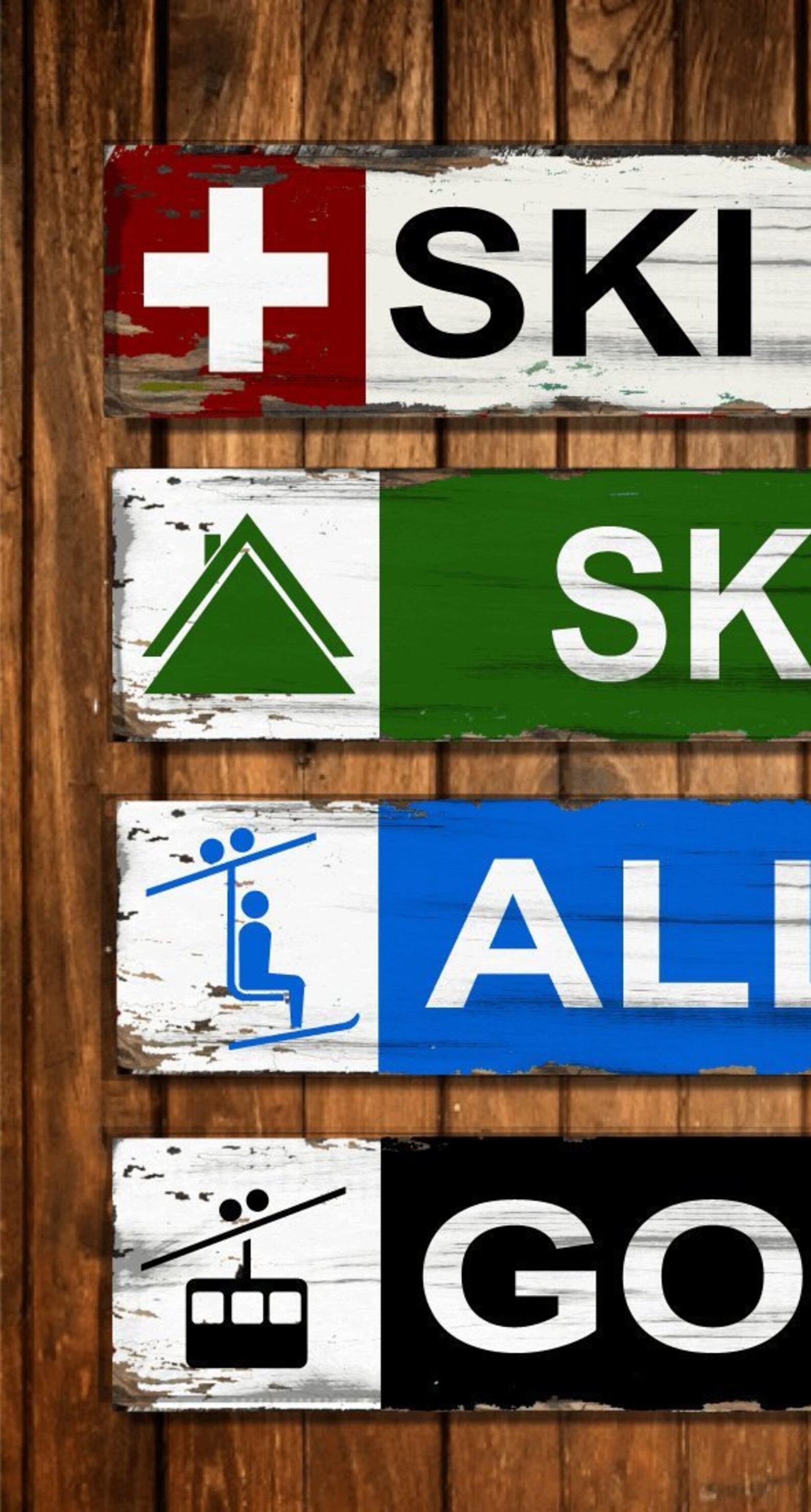 Custom 4 Piece Ski Trail Signs Resort Lodge Cabin Decor - Etsy