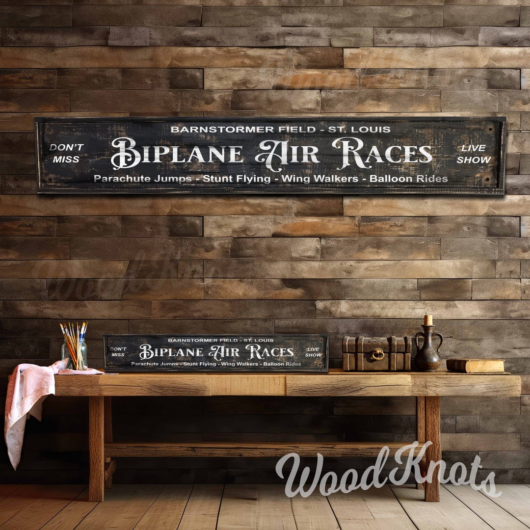 Biplane Air Races Sign, Home or Business Decor, a Fun Great ...