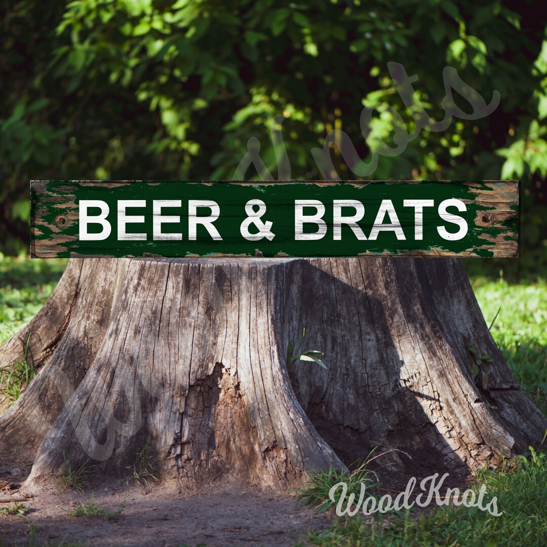 Rustic Beer & Brats Sign, Distressed Wood Bar Decor - Etsy