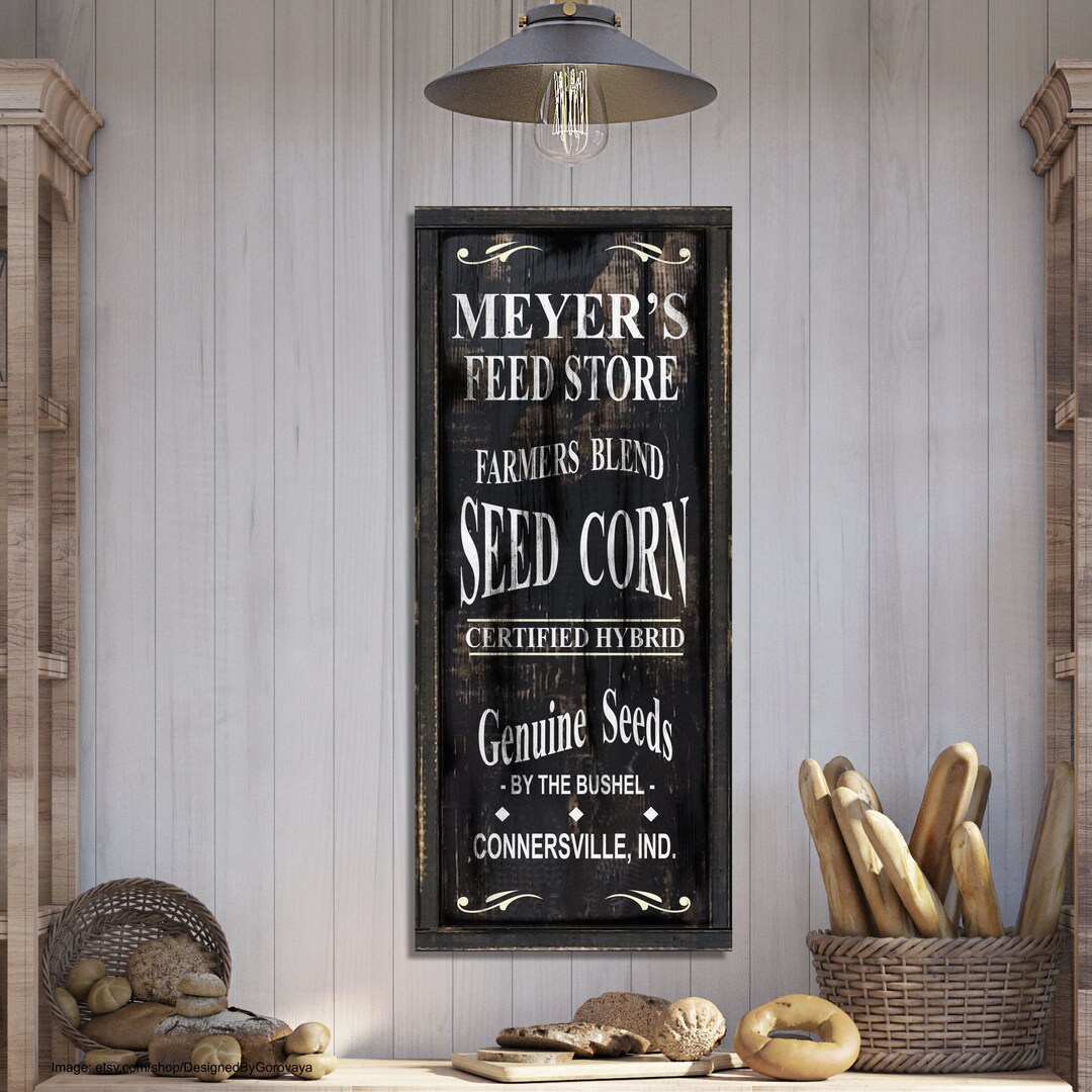 Personalized Farm Feed Store Sign: Rustic Framed Farmhouse Decor - Etsy