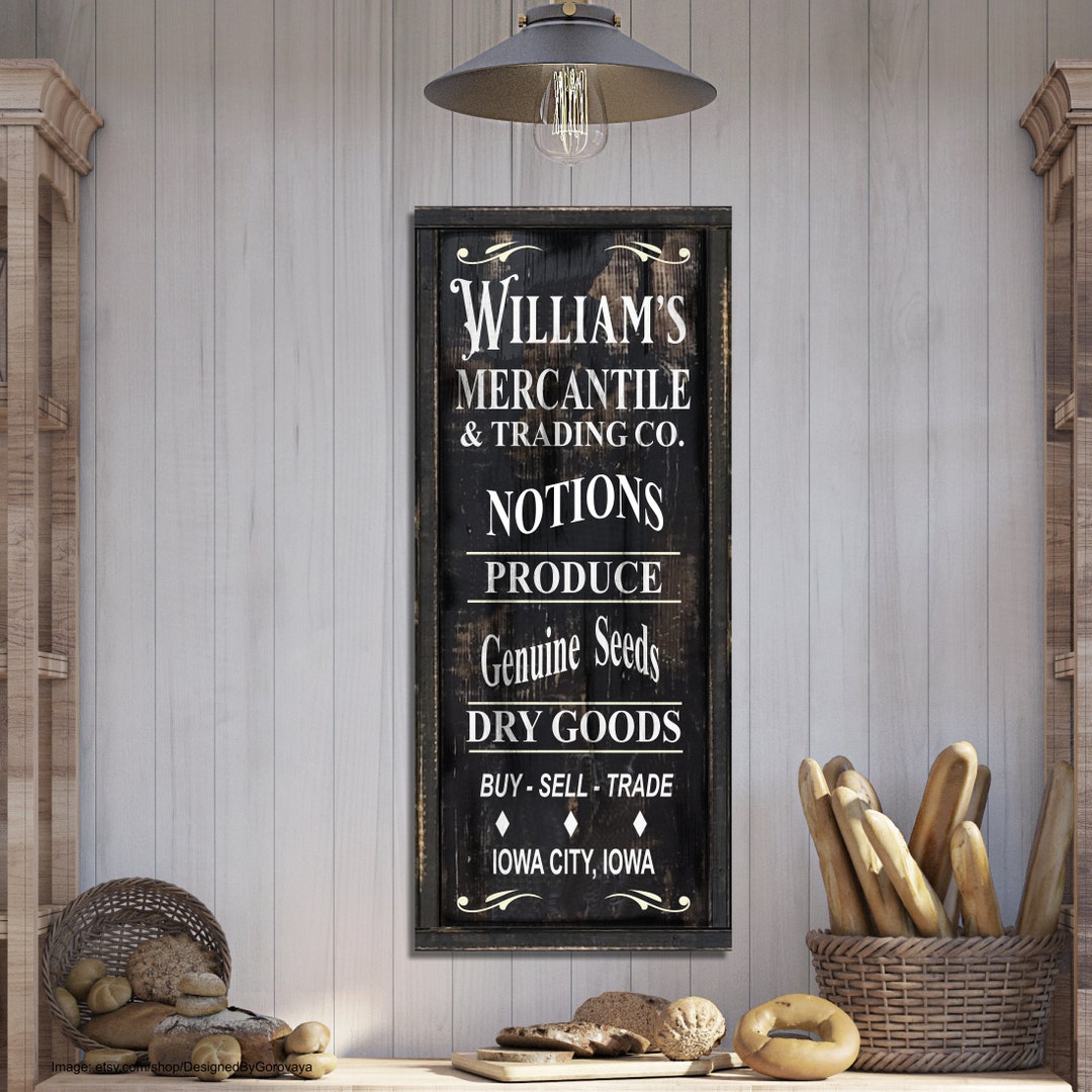 Custom Mercantile Trading Post Sign Personalized With Last Name, Rustic ...