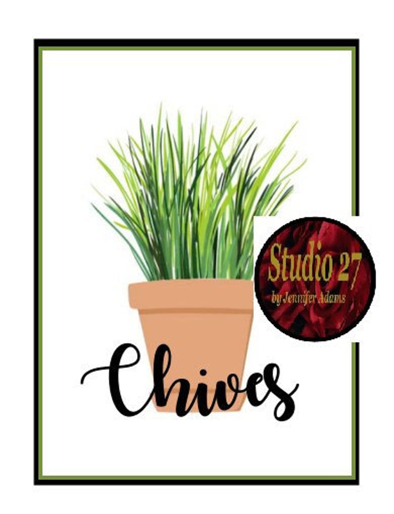 Herb Art INSTANT DOWNLOAD Printable Chives Tiered Tray Garden Decor - Etsy