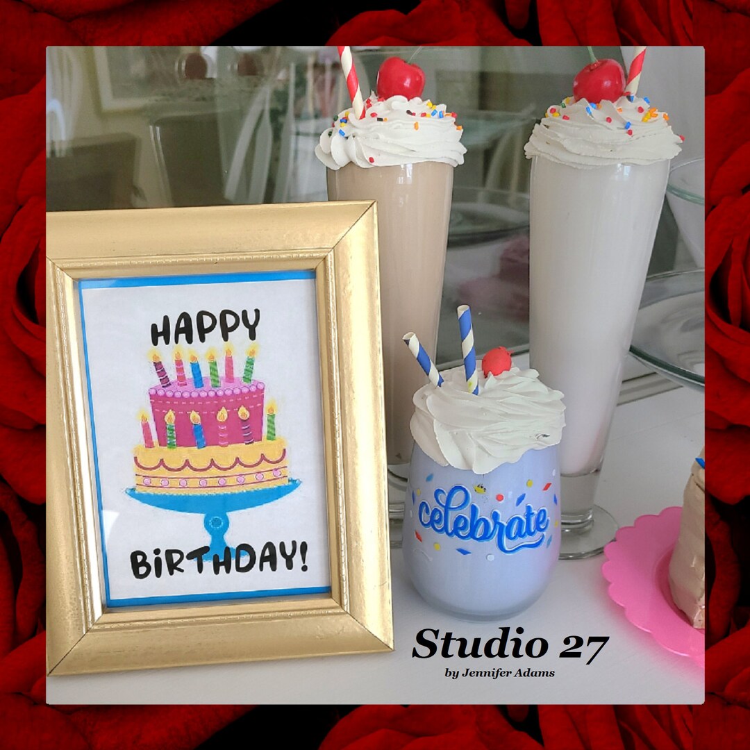 Birthday Art INSTANT DOWNLOAD - Printable - Happy Birthday Layer Cake ...