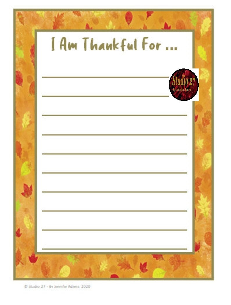 Thanksgiving Survey INSTANT DOWNLOAD Printable I Am Thankful for ...