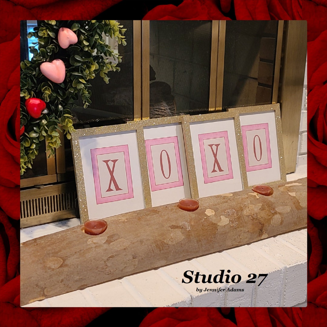 Valentine Art INSTANT DOWNLOAD Printable XOXO Pink Dot Tiered Tray Fake ...