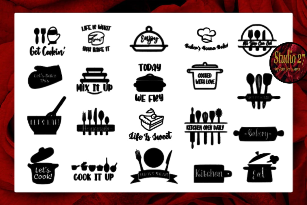 Kitchen SVG Bundle- Instant Download - Commercial Use Ok - Rolling Pin ...