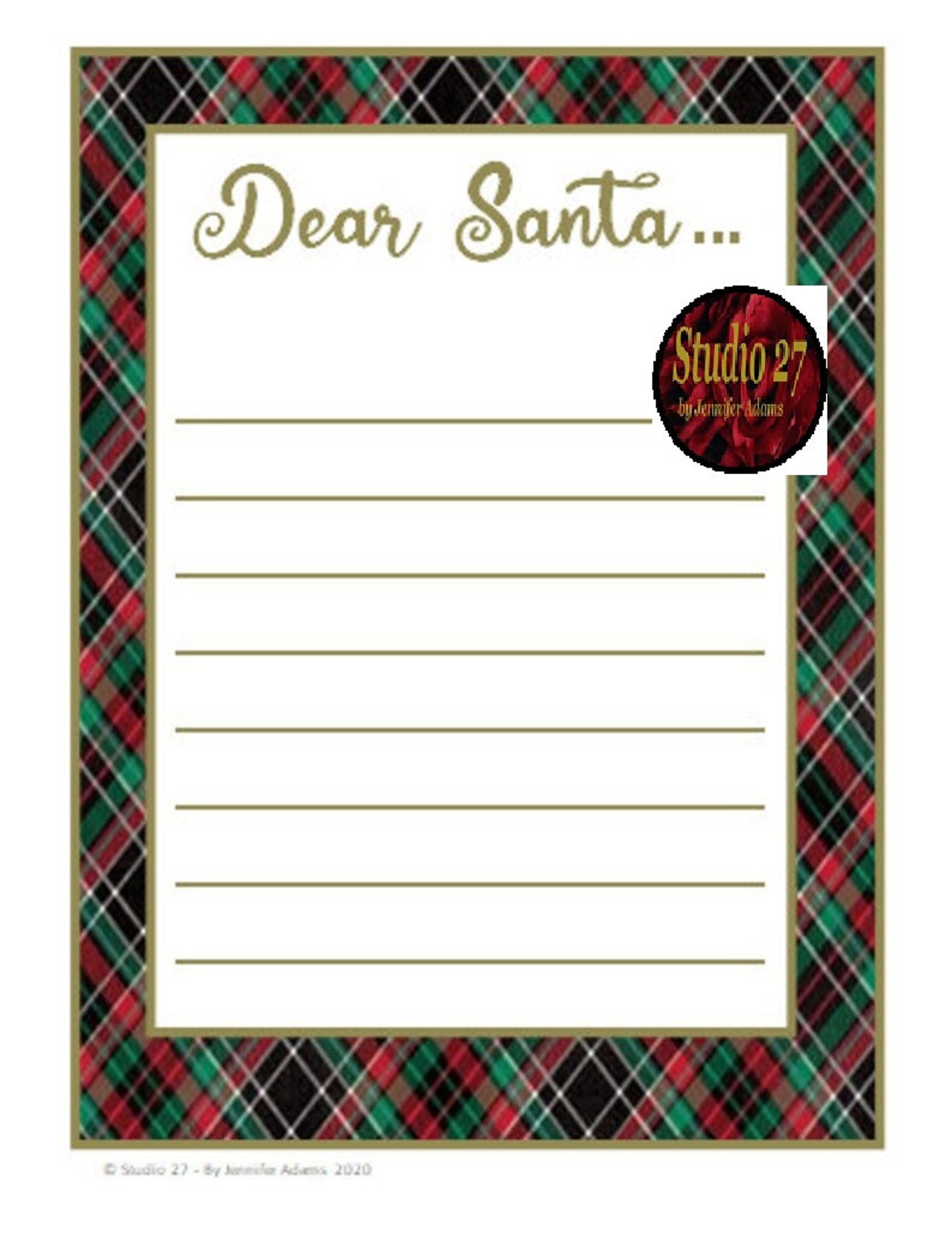 Christmas List INSTANT DOWNLOAD Printable Dear Santa Letter to Santa ...