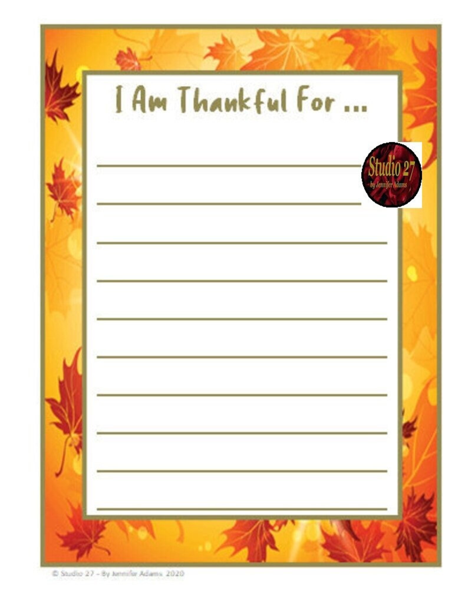 Thanksgiving Survey INSTANT DOWNLOAD Printable I Am Thankful for ...