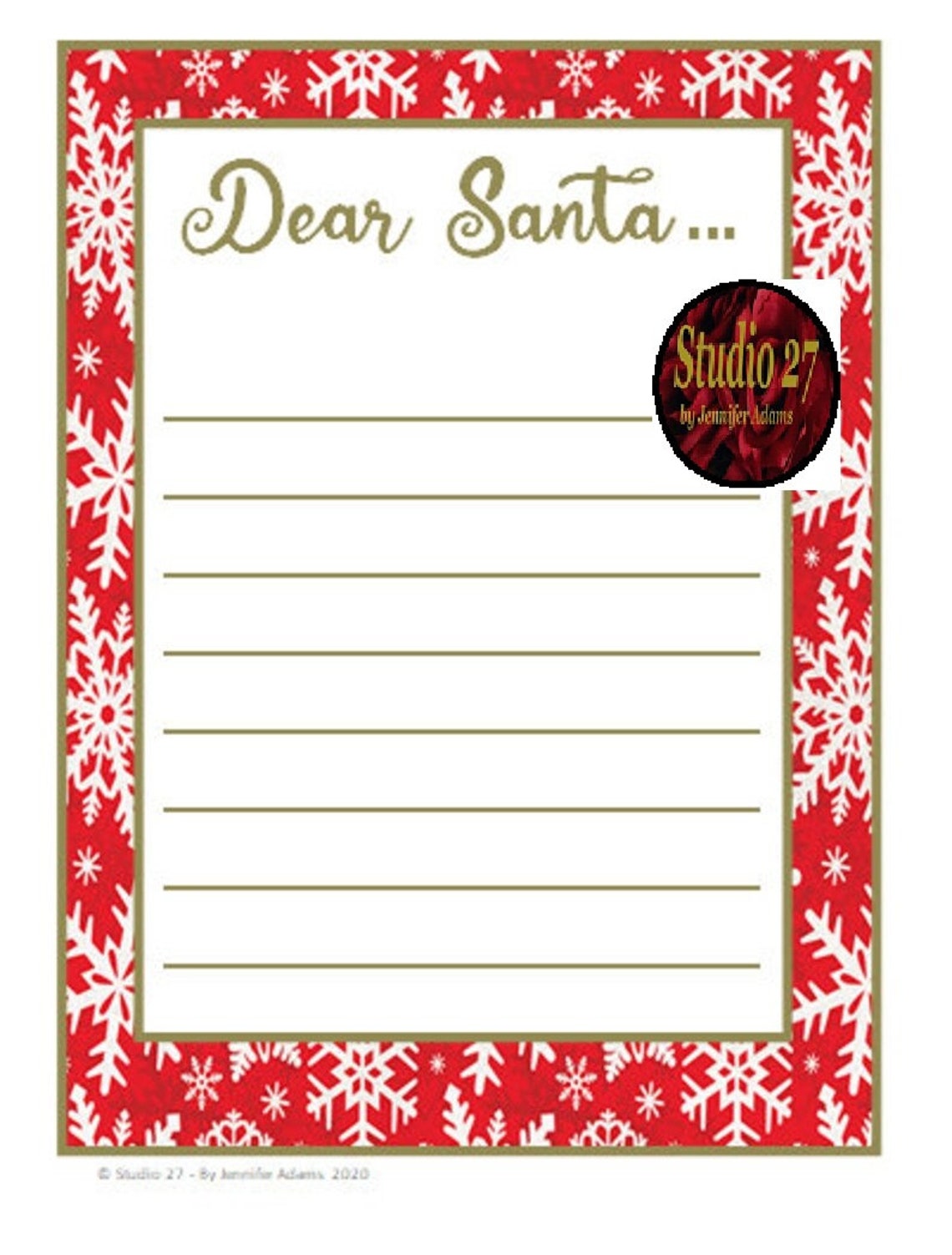 Christmas List INSTANT DOWNLOAD Printable Dear Santa Letter to Santa ...