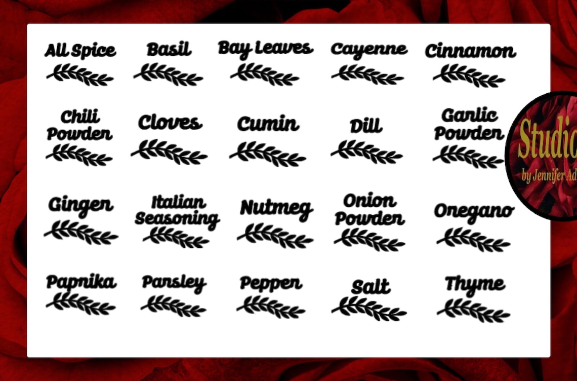 Spice Rack Labels SVG Bundle Instant Download Commercial Use Ok - Etsy