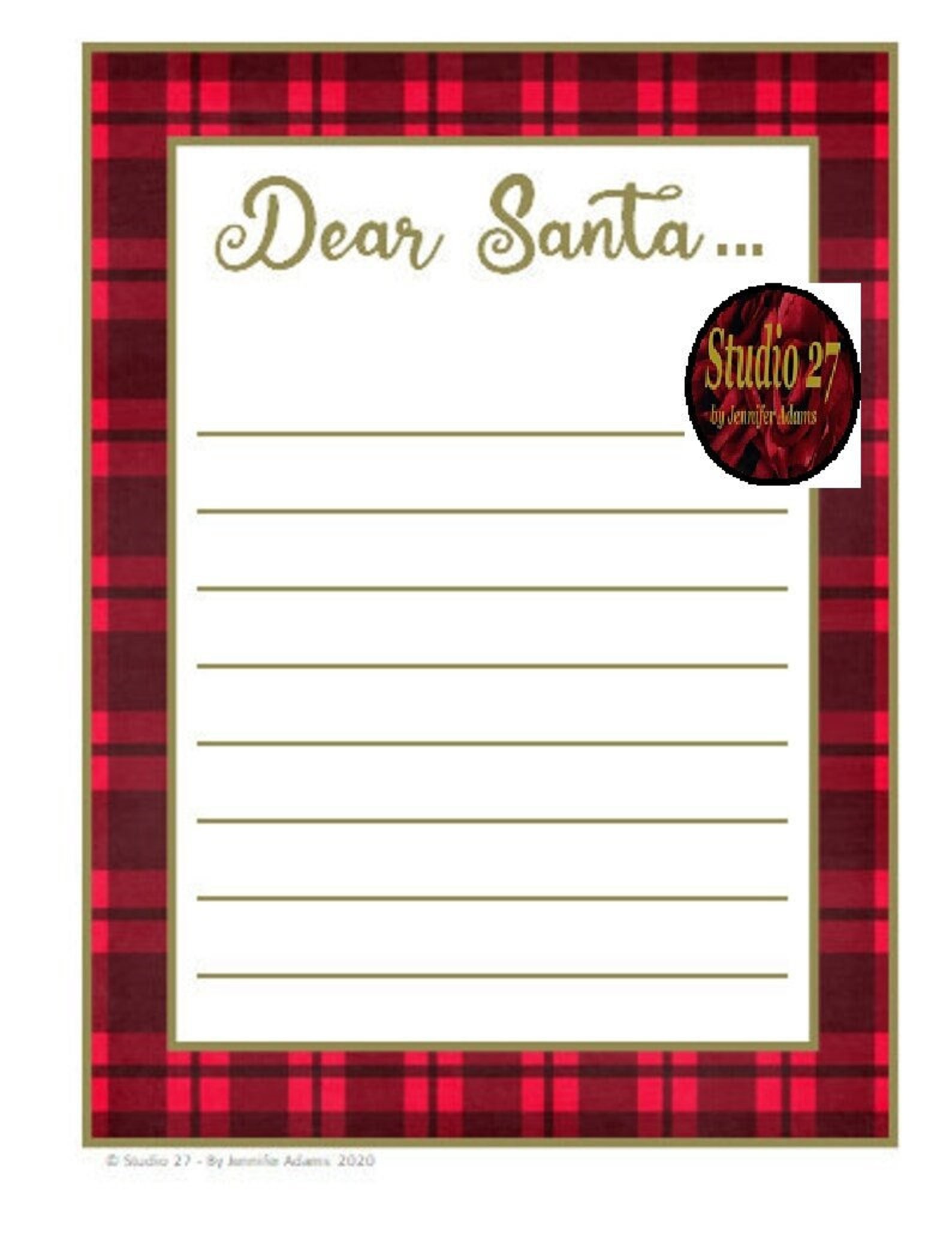 Christmas List INSTANT DOWNLOAD Printable Dear Santa Letter to Santa ...