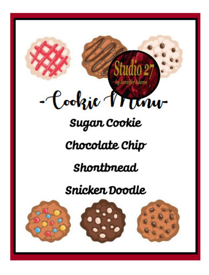Cookie Art INSTANT DOWNLOAD Printable Cookie Menu Tiered Tray Fake Bake ...