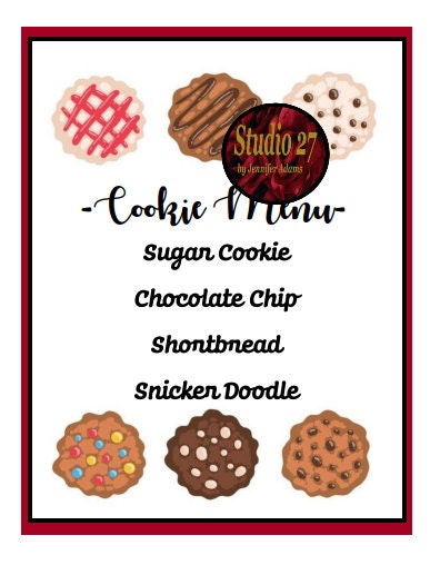 Cookie Art INSTANT DOWNLOAD Printable Cookie Menu Tiered Tray Fake Bake ...