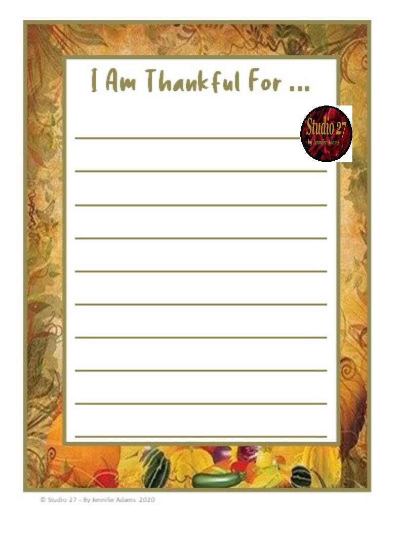 Thanksgiving Survey INSTANT DOWNLOAD Printable I Am Thankful for ...