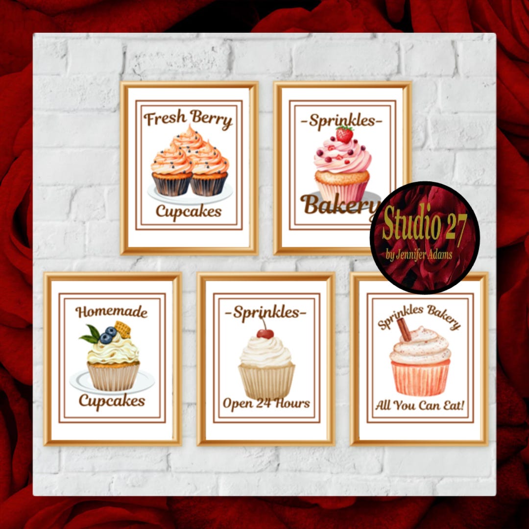 Cupcake Art Poster Collection JPG/PNG/PDF - Digital Download - Kitchen ...